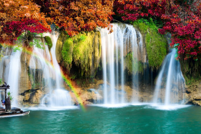 Waterfall in the Autumn Forest jigsaw puzzle in Waterfalls puzzles on ...