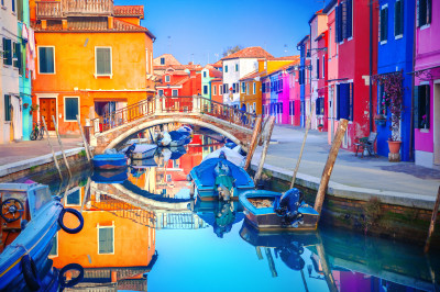 Colorful Houses in Burano, Venice jigsaw puzzle in Bridges puzzles on ...