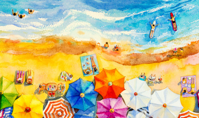 Tropical Beach Watercolor jigsaw puzzle in Puzzle of the Day puzzles on ...