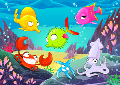 Happy Marine Animals jigsaw puzzle in Under the Sea puzzles on ...
