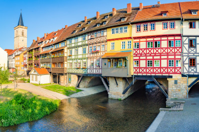 Krämerbrücke Arch Bridge, Erfurt, Germany jigsaw puzzle in Bridges ...