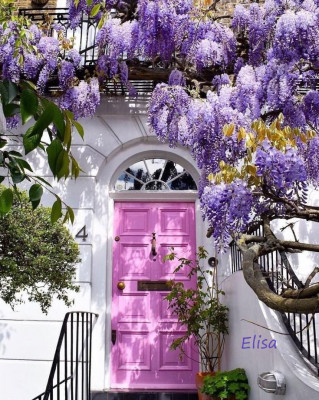 Pink door & wisteria by Elisa jigsaw puzzle in Theresa Stephens puzzles ...
