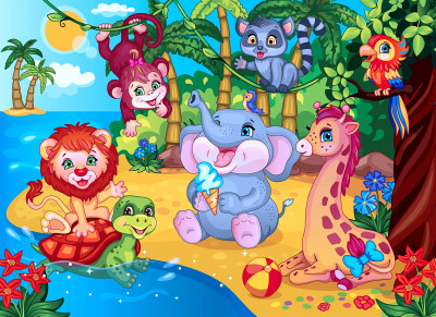 Happy Jungle Animals jigsaw puzzle in Kids Puzzles puzzles on ...