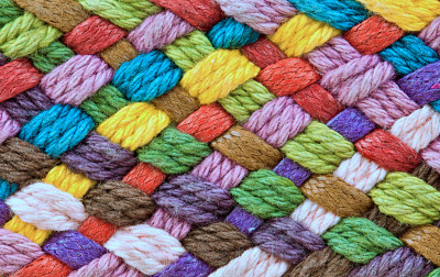 Macro of Weaving from Multi-Colored Woolen Threads jigsaw puzzle in ...