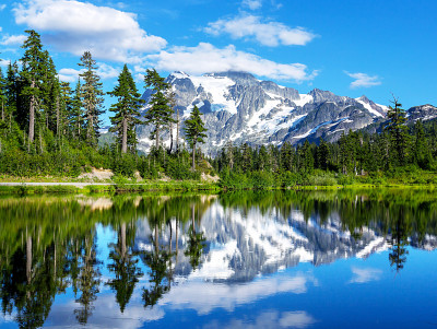 A Lake with Reflection of Mount Shuksan, WA, USA jigsaw puzzle in Great ...