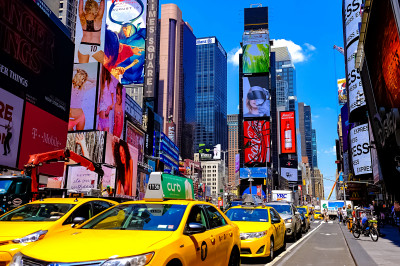 Times Square with Yellow New York Taxis jigsaw puzzle in Street View ...