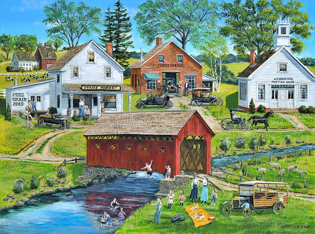 Our Town Beach jigsaw puzzle in Bridges puzzles on TheJigsawPuzzles.com